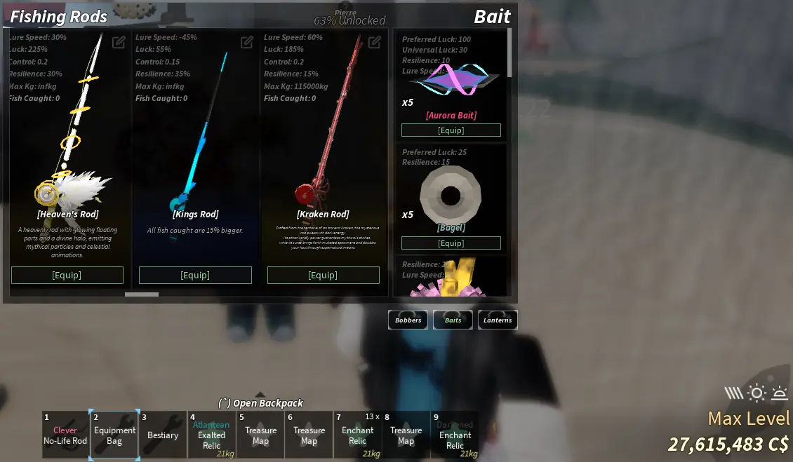 Kaufen Sie Fisch Level 1000(Max) %63+ Rods 27M+ C$ Seraphic Rod+No Life ...