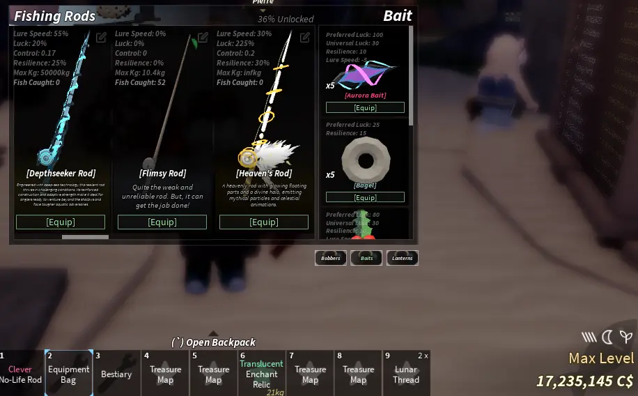 $56.85でFisch Level 1000(Max) 17M+ C$ Seraphic Rod+No Life Rod+Heaven ...