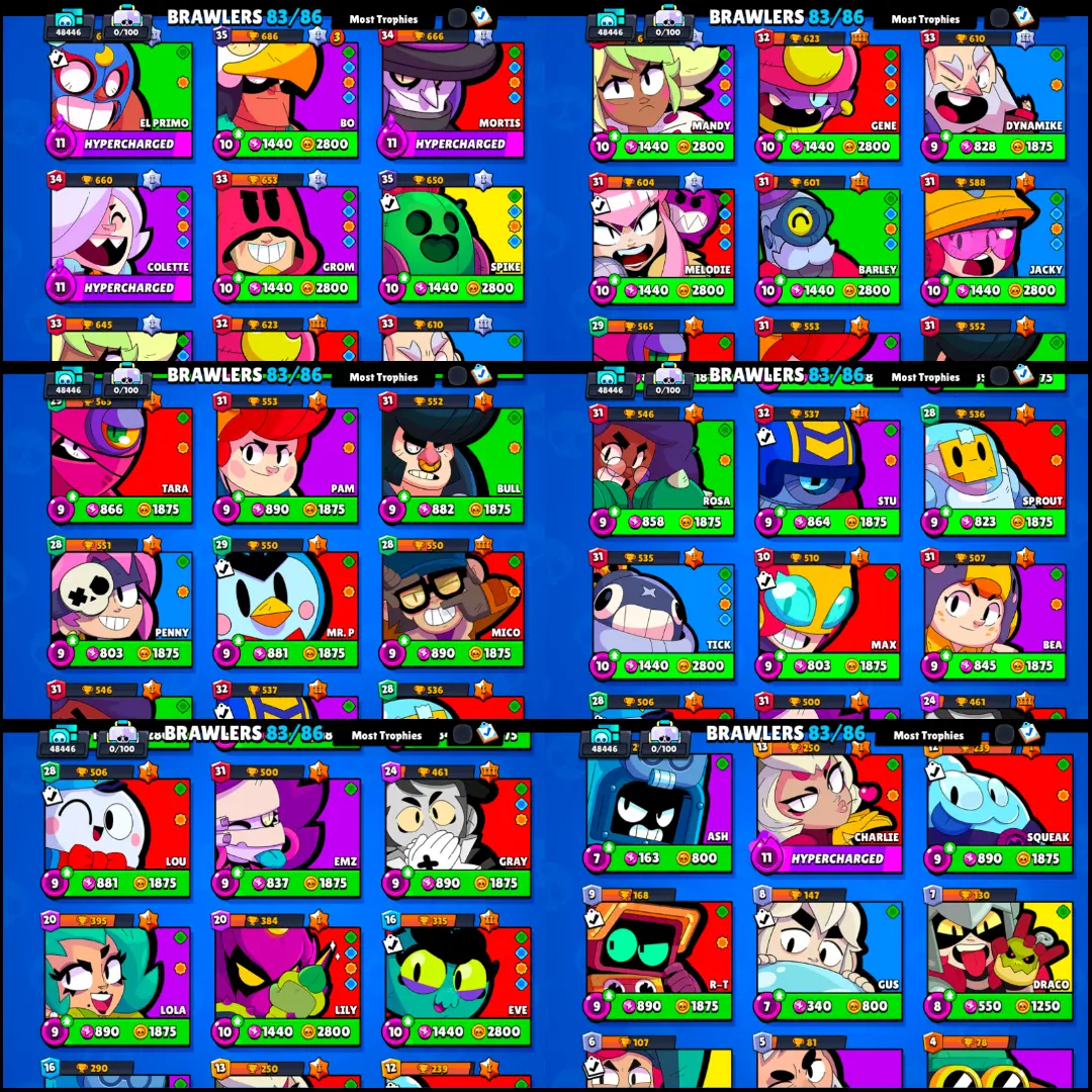 Kaufen Sie Maxed Out BS Account 48000 Trophies 85 Brawlers Rare Skins ...