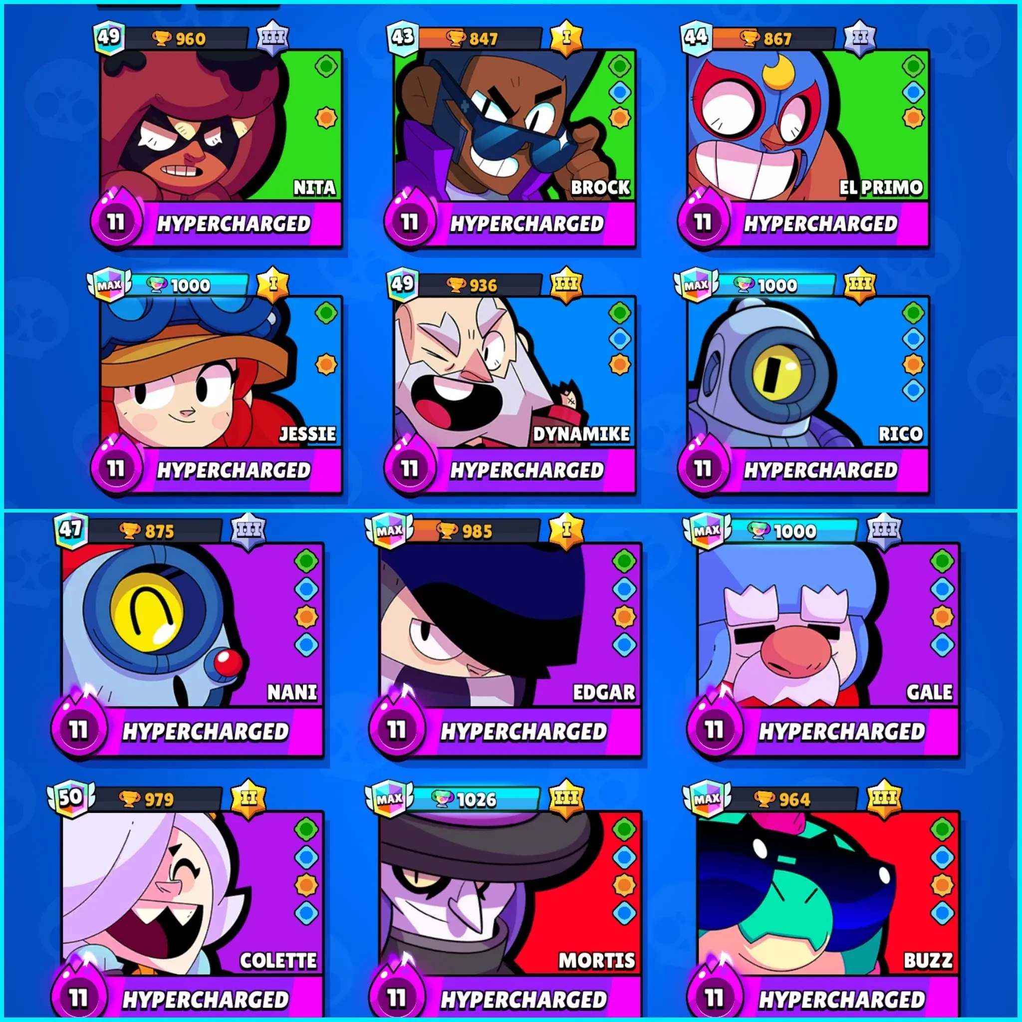 Achetez [ ALL MECH MORTIS SKINS ] 180 OG SKINS 🌟 55,000 TROPHIES 🌟 88/88 BRAWLERS 🌟20 MAXED 🌟 18 ...