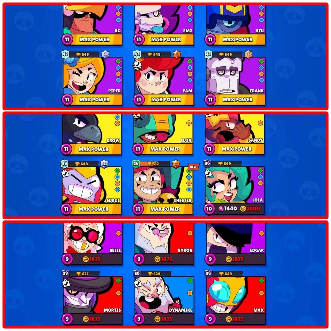 购买 RARE SKINS BS ACCOUNT 💥🔥 40500+ TROPHIES 🔥 3 TRUE GOLD SKINS 🔥 ...