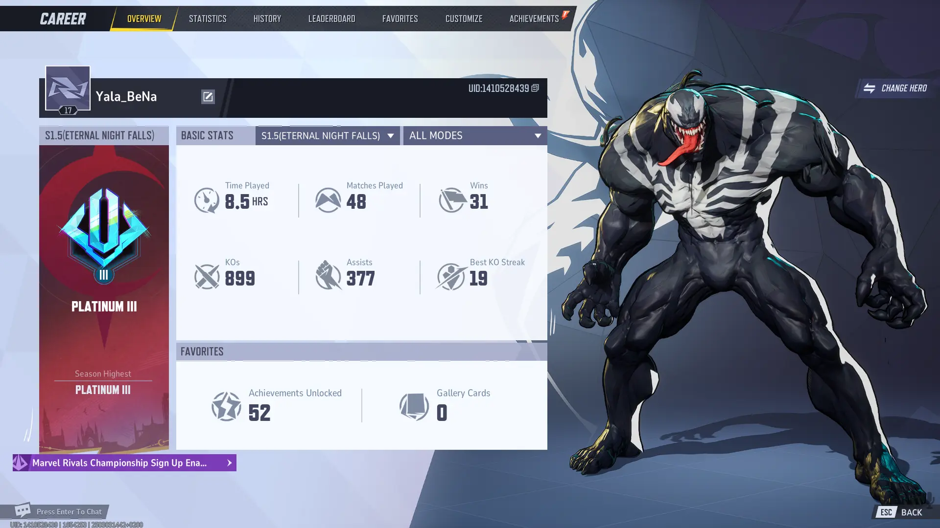Acquista 🔥 Marvel Rivals Platinum III Account | Venom Hero | High Win ...