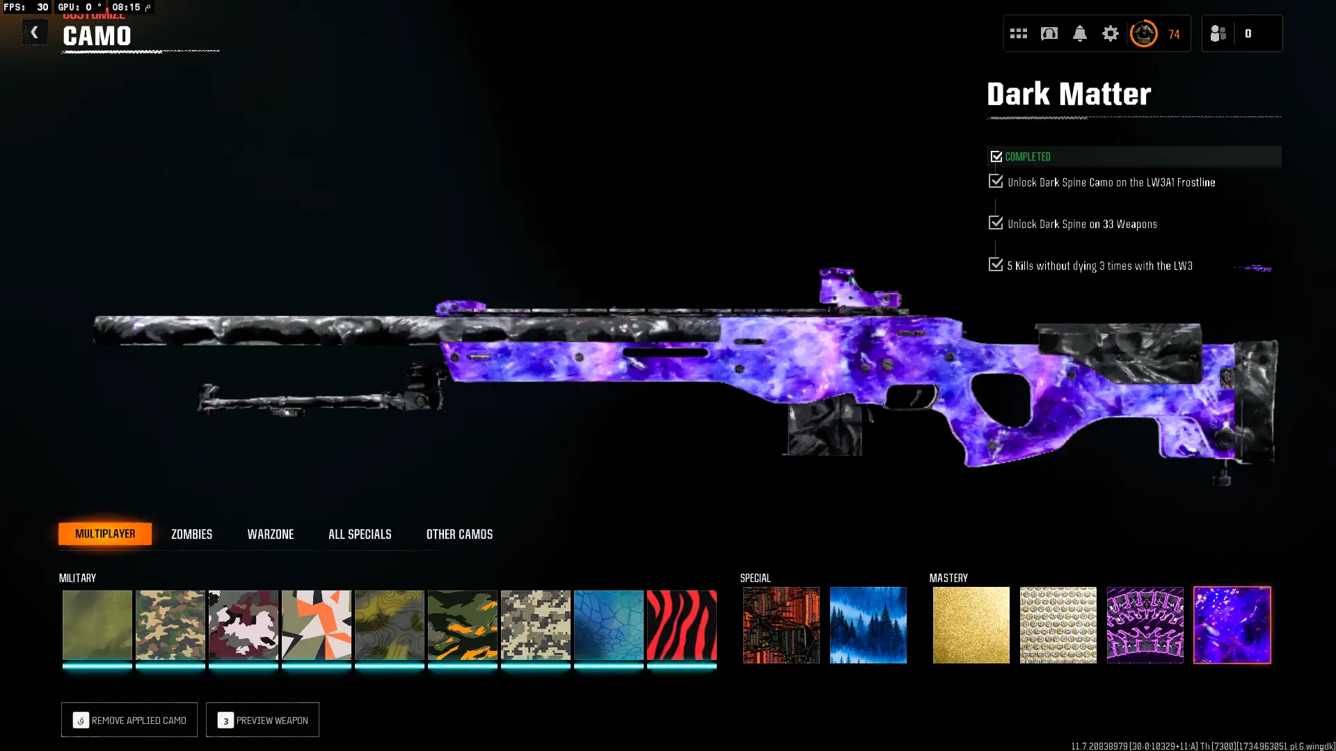 Achetez 🔥 BO6 🔥{ Prestige 10 } 🔥 Dark Matter x Nebula + 1000 Camos ...