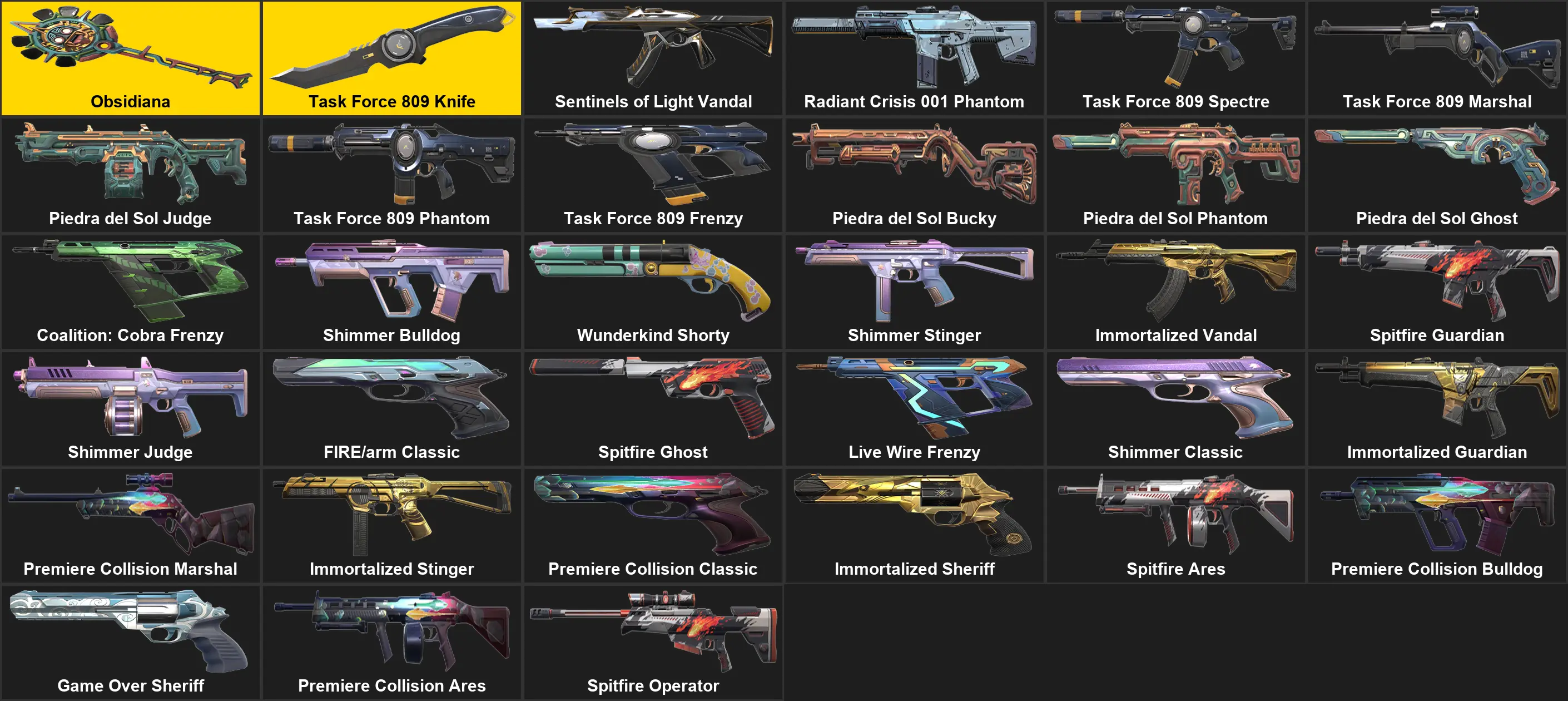 Buy EU 【2 KNIVES | 33 SKINS】 4000 VP | Obsidiana | Task Force 809 Knife ...