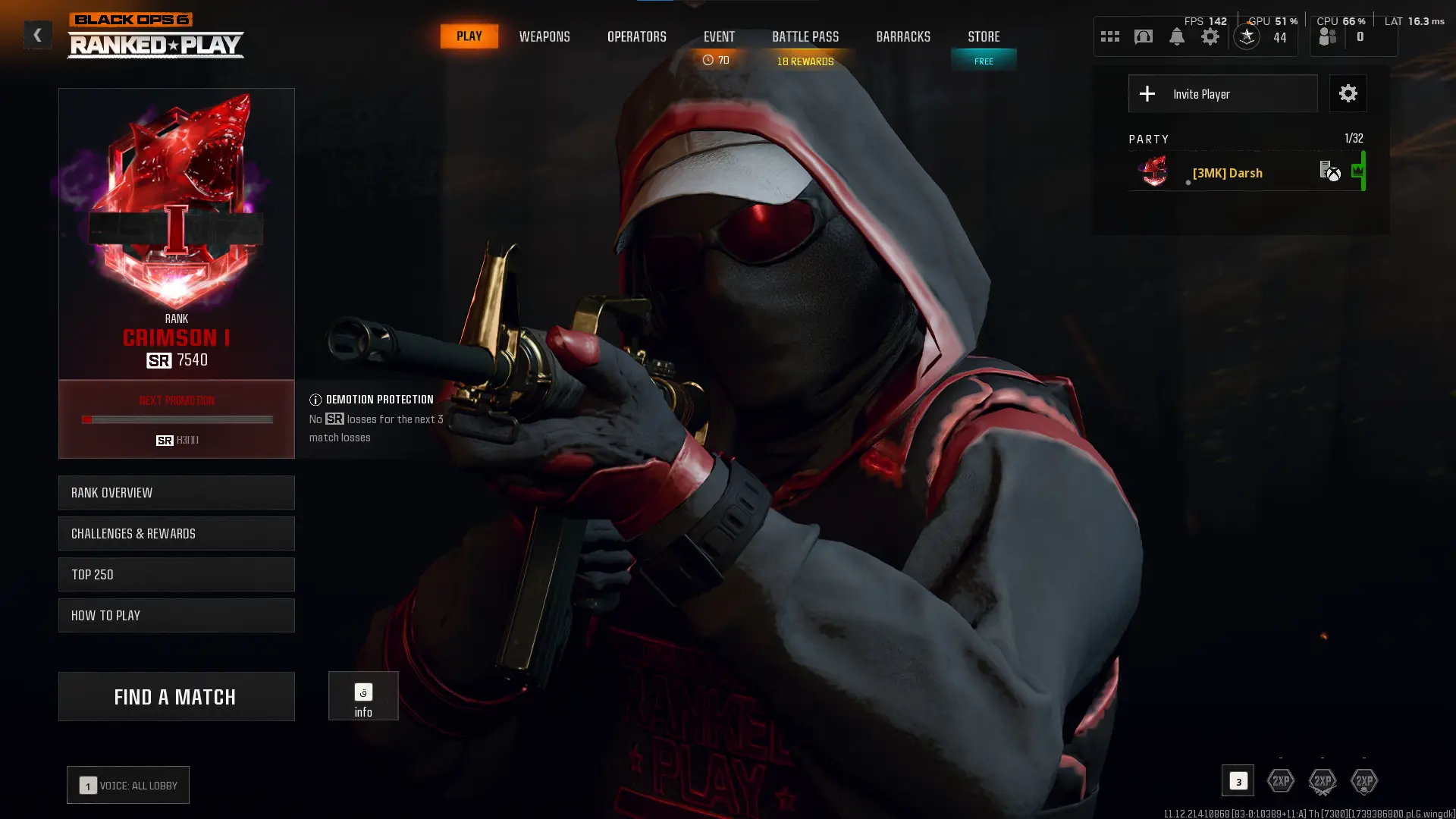 Kaufen Sie 💫 BO6 💫 Crimson Rank SR 7540 ⭐ 1 Gold Camos ⭐Level 44 ⭐ Full ...