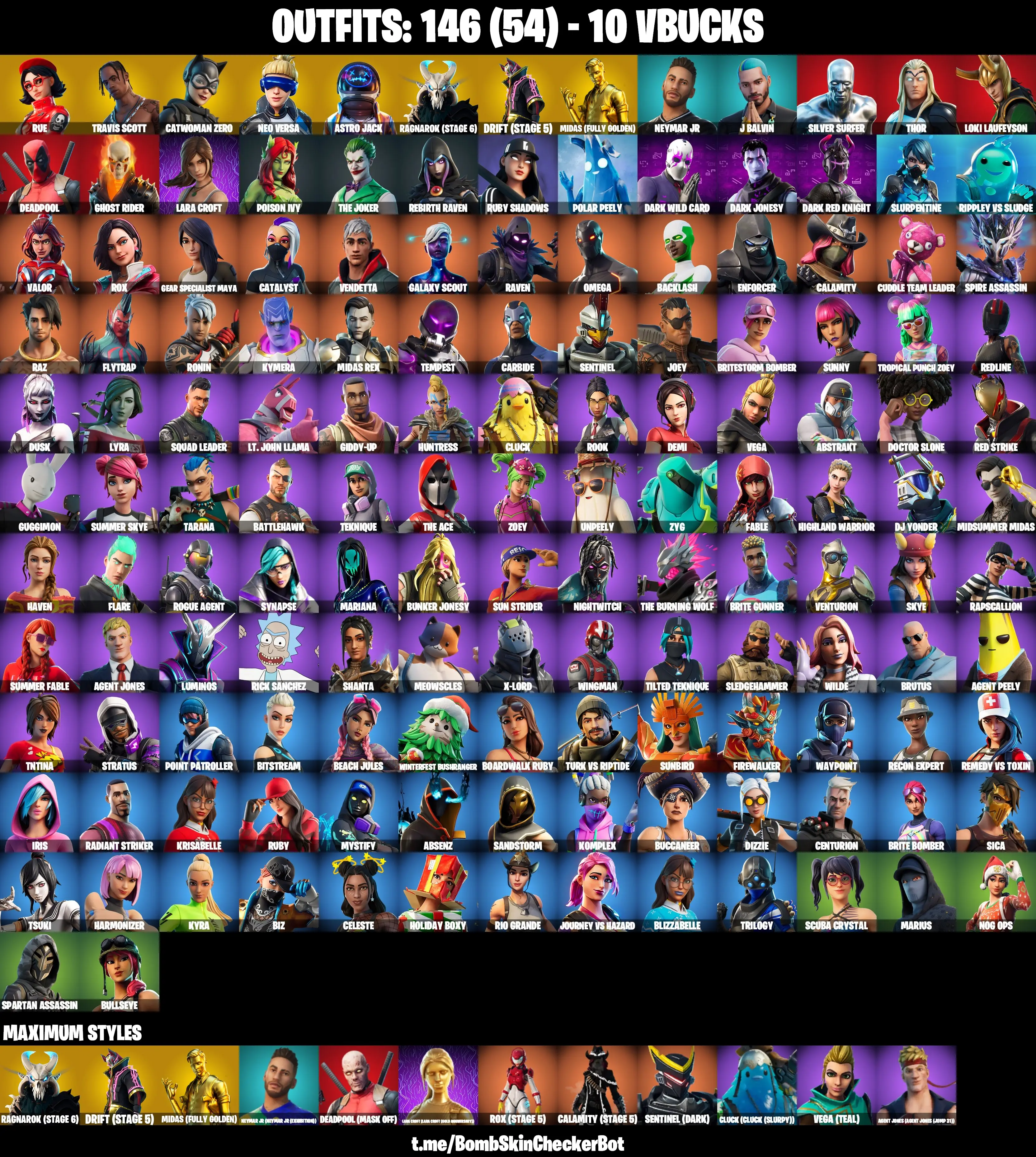 购买 146 Skins RUE Travis Scott Catwoman Zero Hot Marat Rage Astro Jack ...