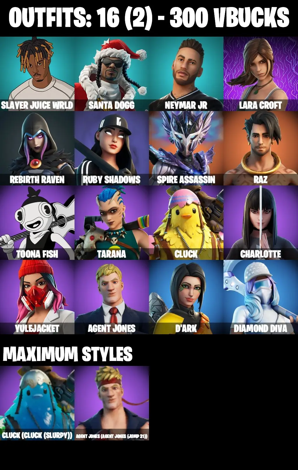 Kaufen Sie ALL PLATFORMS⚡ 16 SKINS LARA CROFT ️ NEYMAR JR ️ TOONA FISH ...