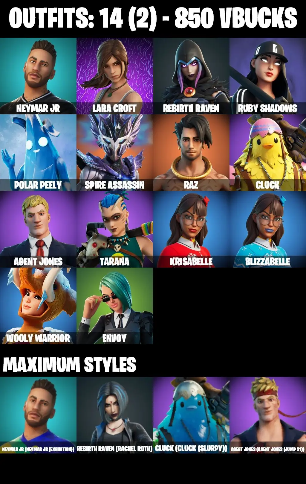 Achetez ALL PLATFORMS⚡ 14 SKINS TAKE THE ELF ️ RUST BUCKET ️ LARA CROFT ...