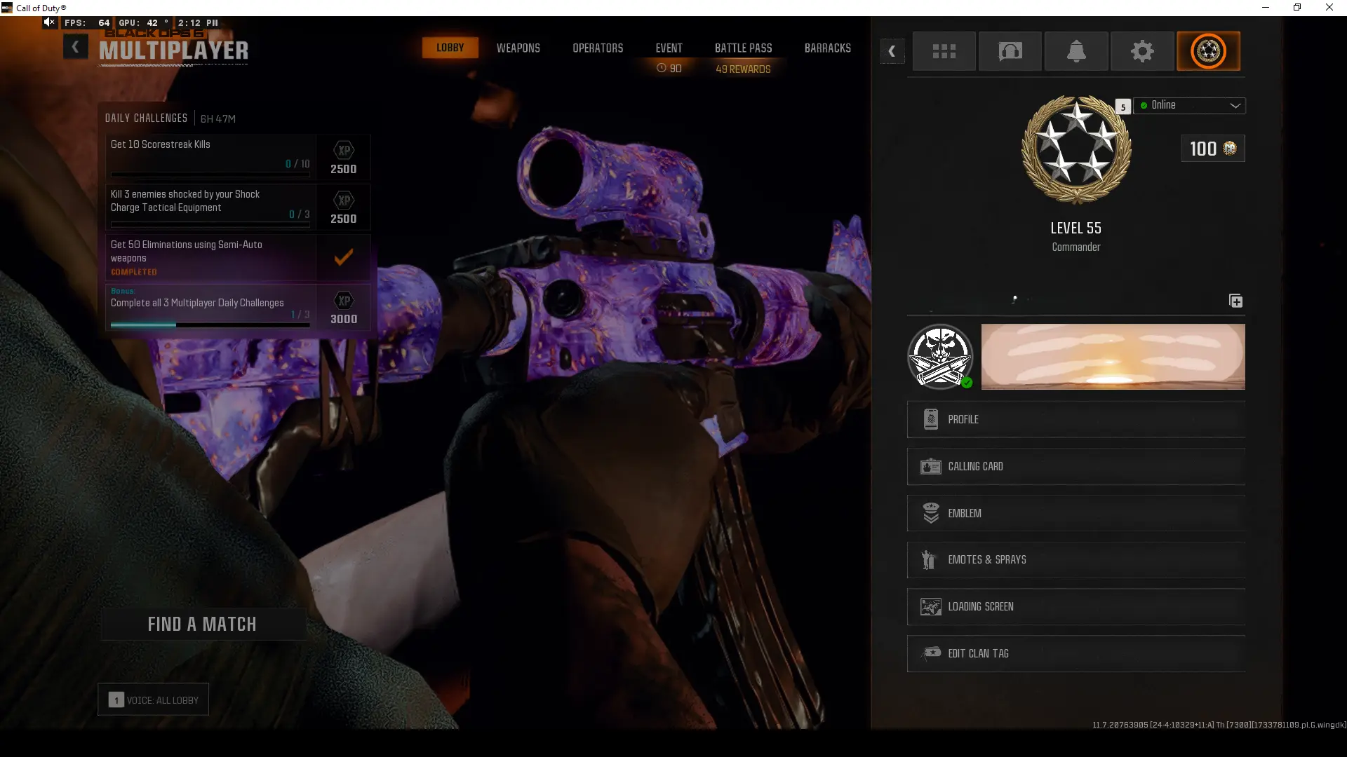 Buy Dark Matter 💥 500 Camos + Prestige 1 🎯 Level 55+ 50 Wins 🏆 17 ...