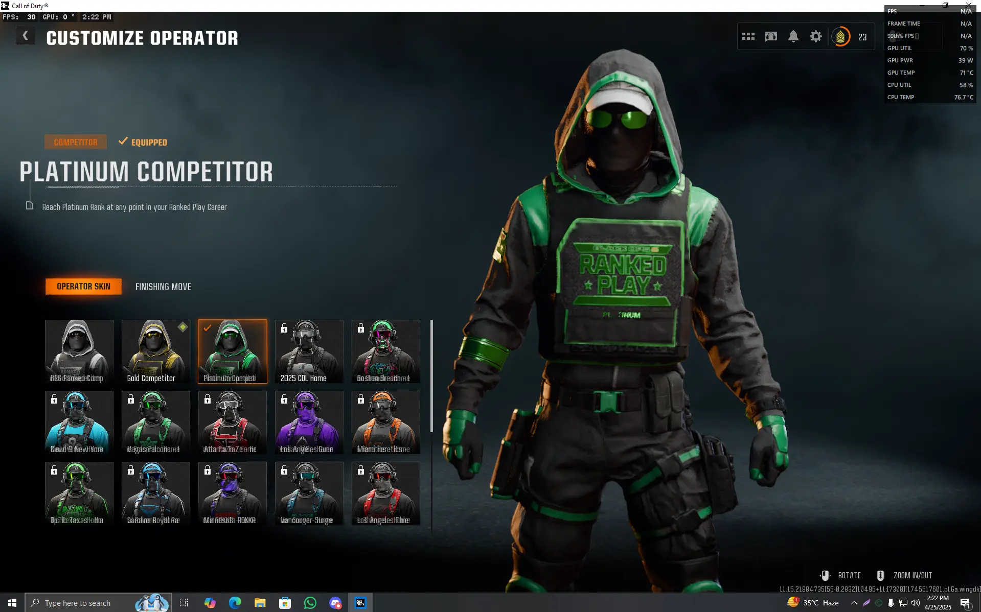 购买 🔥 BO6 🔥 Platinum Rank SR 3711 🚀 18 Operators + Ranked Ops 🛡️ Full ...