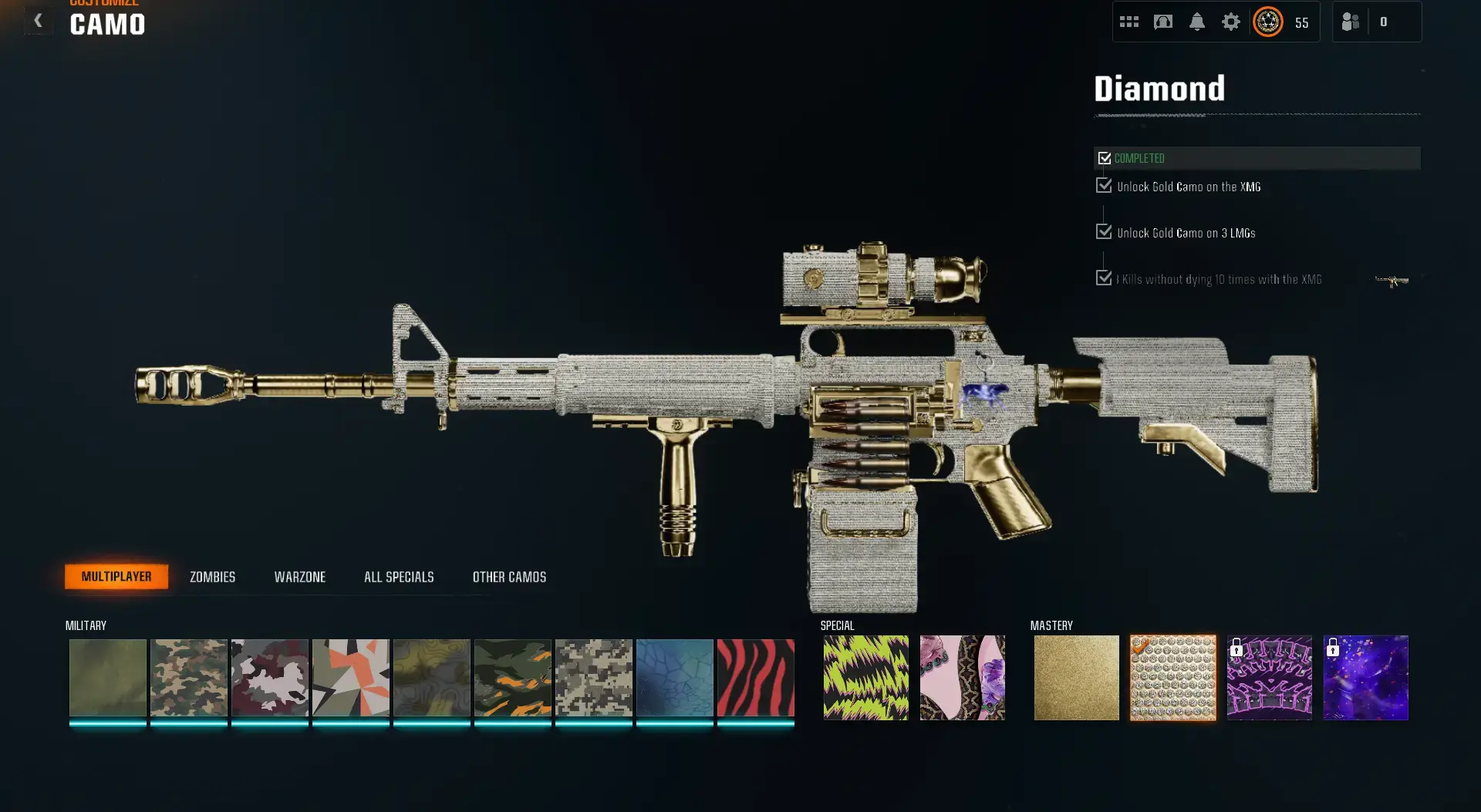 Buy 🔥 BO6 ⸱ 13 Diamond Camos 🔥 Level 55 🎯 150+ Camos 🎯 13 Gold Camos 🏆 ...