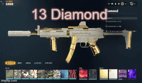 Buy 💎 BO6 13 Diamond Camos ⚡ Level 55 + 50 Wins 🌟 All AR’s & SMGs Diamond 🎯 150+ Camos 🏅 13 Gold ...