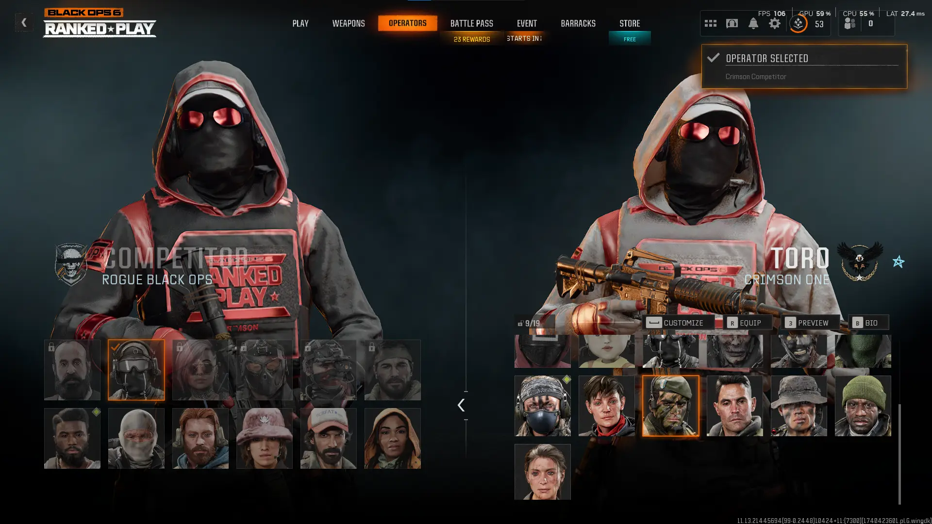 Buy 💫 BO6 💫 Crimson Rank SR 7539 S2 💫 Level 53 🔥 18 Operators + ranked ...