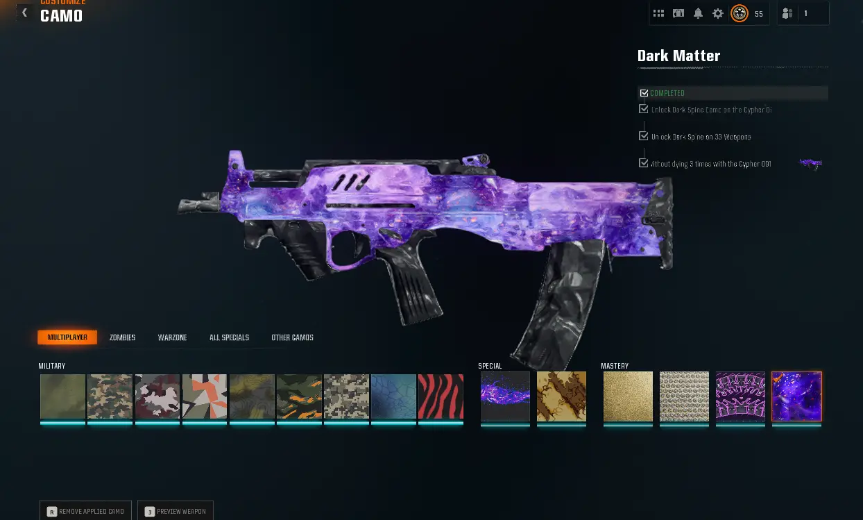 Buy 🔥 BO6 & WZ4 🎯 Dark Matter x Nebula Camo 🌌 All BO6 Guns Maxed | 🧩 ...
