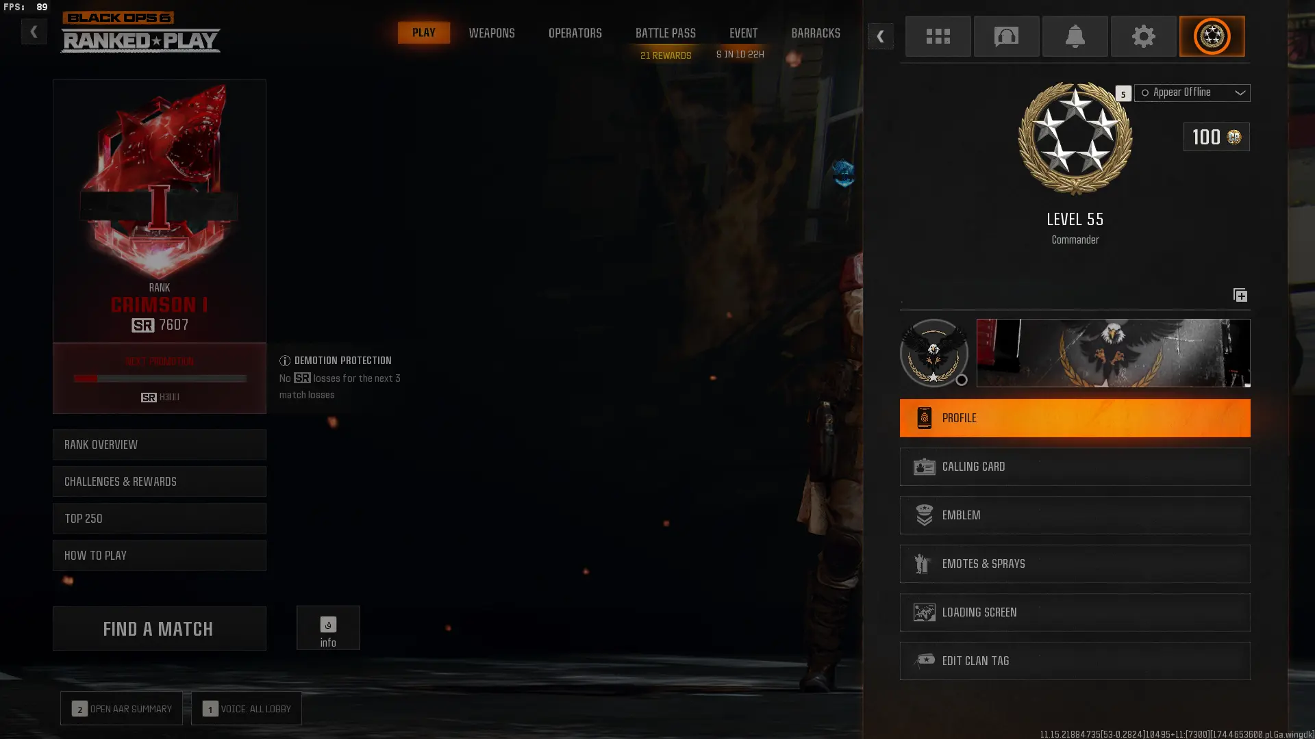 Kaufen Sie BO6 ⚔️ Crimson Ranked SR 7607 💠 SZN 3 🔥 Level 55 ⭐ 18 ...