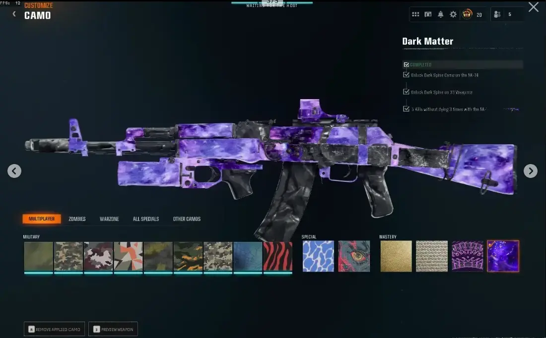 Buy 🌟 BO6 & WZ4 🌟33 DARK MATTER💠Level 55 🔥16 Operators 🕷Dark Spine 💪 ...