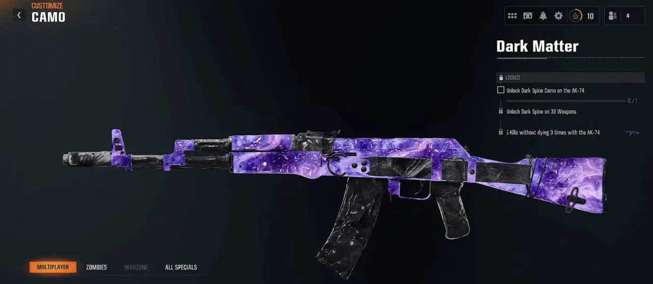 $16.87でBO6 Soft Unlock – Dark Spine & Dark Matter Camos on All Weapons ...