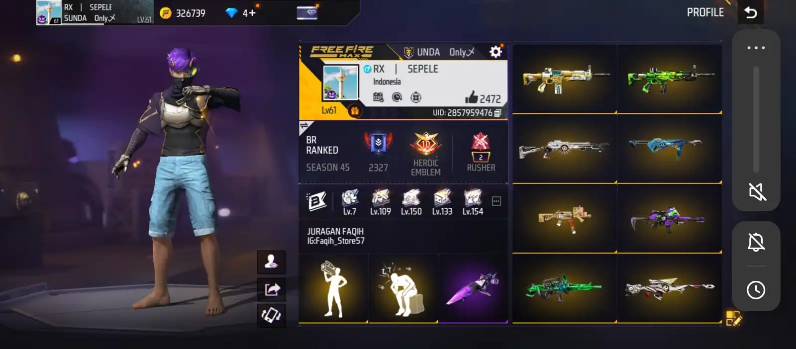 Free Fire Accounts for Sale - Free Warranty