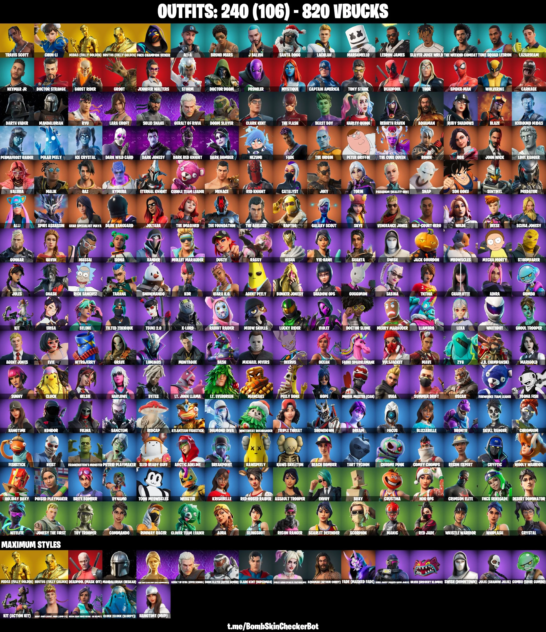 Buy 240 Skins Travis Scott Chun Li Leviathan Axe Ryu Diamond Jack Ghost Rider Candy Axe
