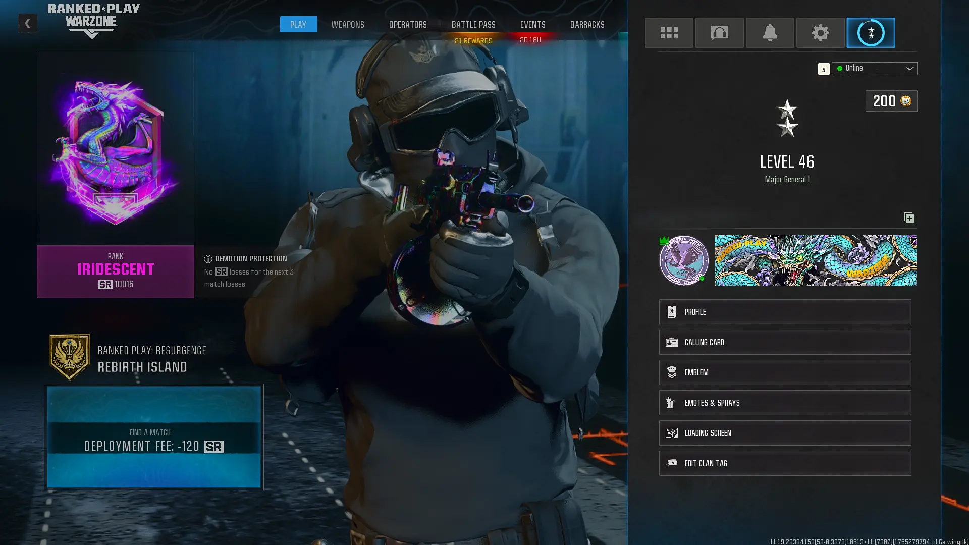 Achetez 🌀 WZ4 Rebirth 🌀 Iridescent Rank SR 10005 🏆 Ranked Ops 🎮 Full ...