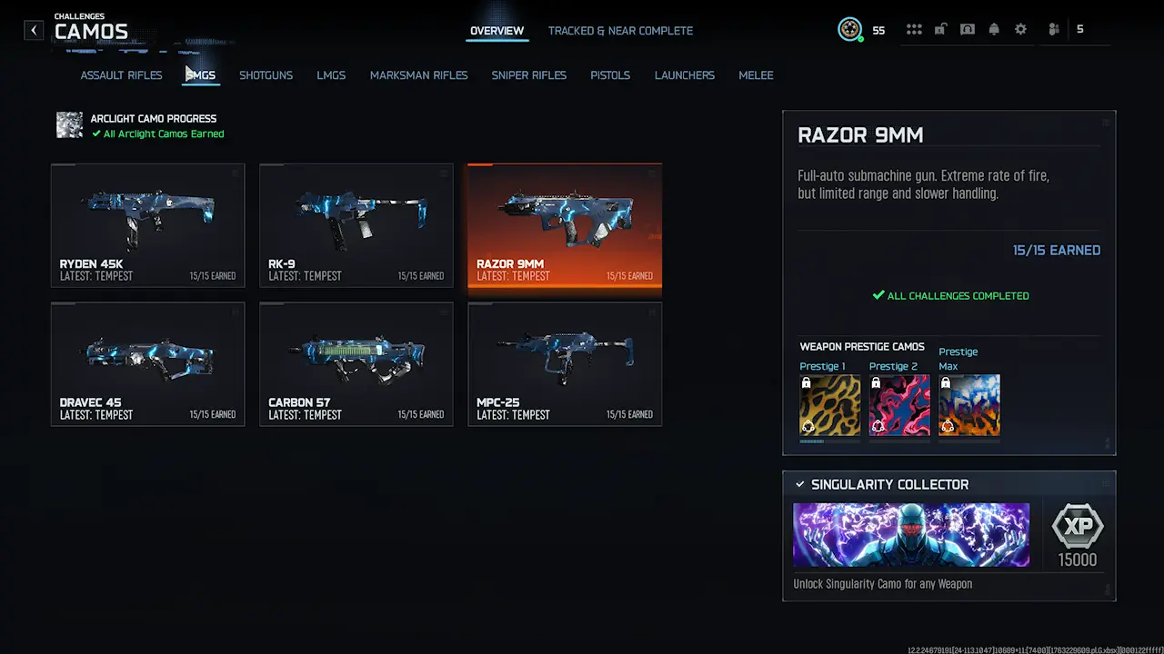 Kup Singularity BO7 + dark matter + level 55 + 30 guns Singularity + 33 ...