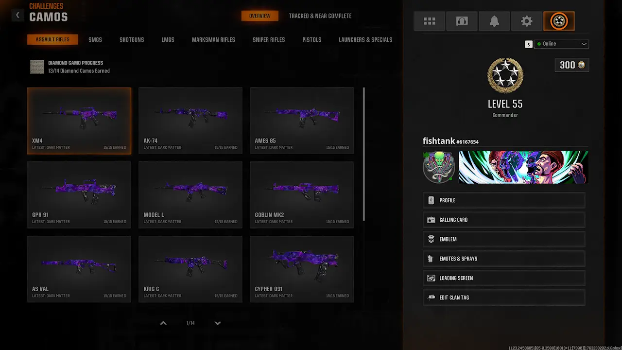 Kup Singularity BO7 + dark matter + level 55 + 30 guns Singularity + 33 ...