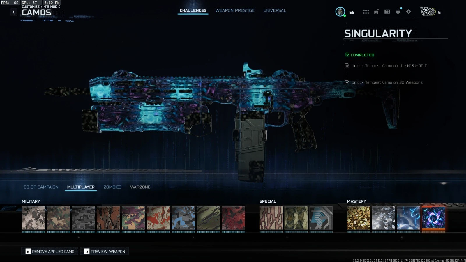 Buy Singularity Camo BO7 | 🏅 Level 55 Prestige 1 | ⚡ 450+ Camos | 🎯 All ...