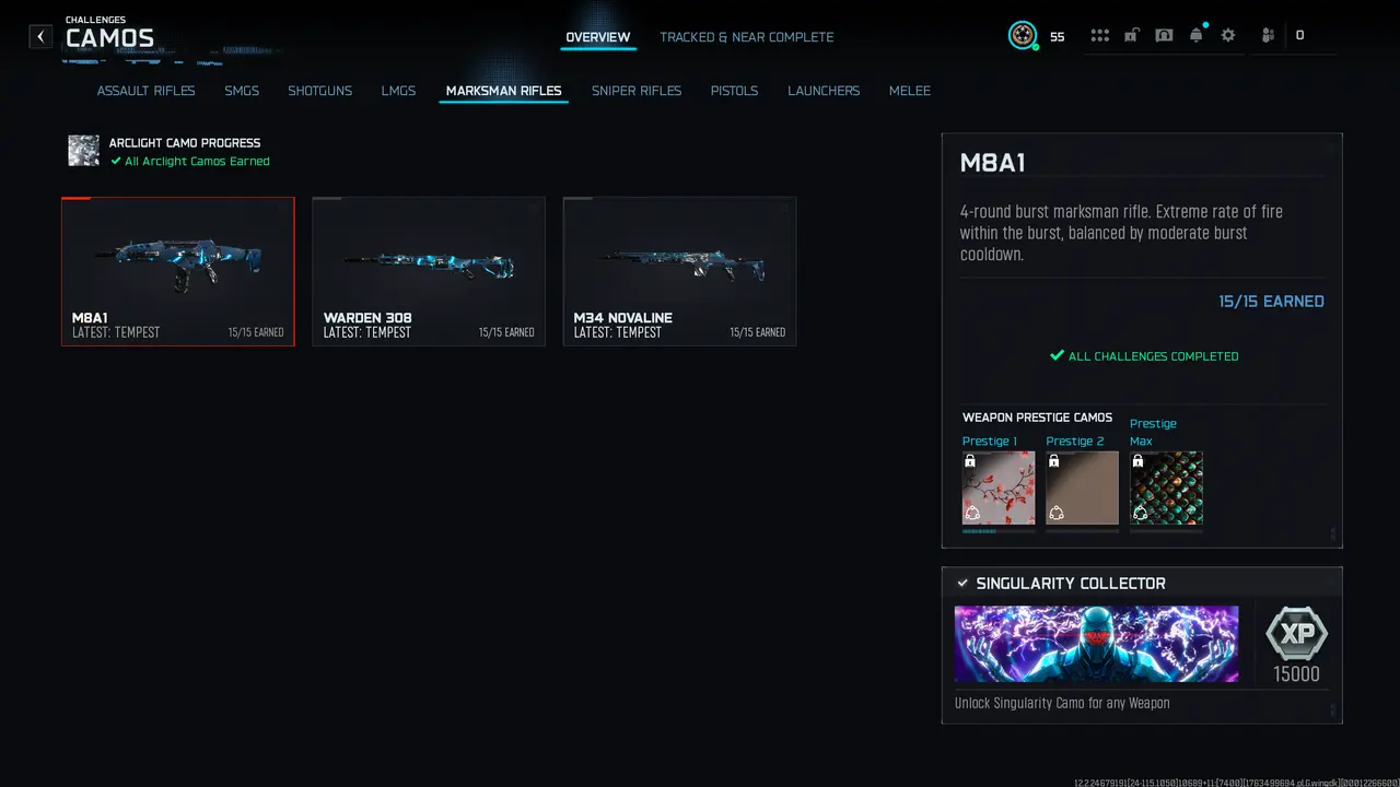 Buy BO7 👍 | 30x Singularity Camo | 450+ Camos 🎁 | Level 55 🔝 | 30x ...