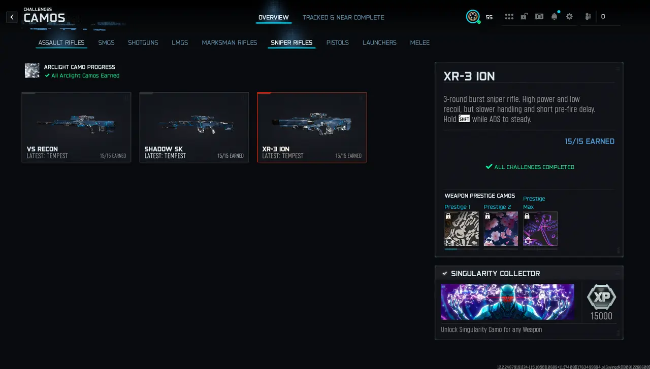 Buy BO7 👍 | 30x Singularity Camo | 450+ Camos 🎁 | Level 55 🔝 | 30x ...