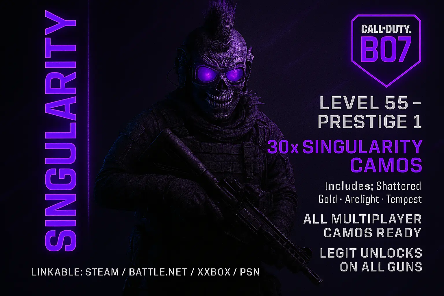 Kaufe BO7 Singularity Full Set 🐺 Level 55 [P1] 🛡️ Shattered Gold Maxed ...