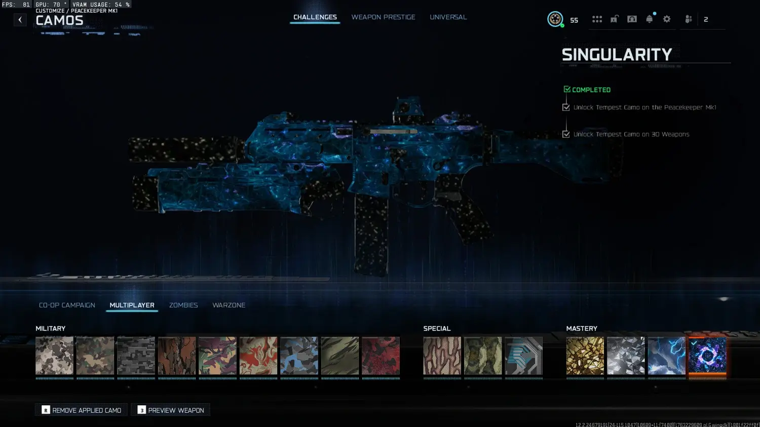 Buy 🎁 BO7 |🎁 Singularity all Guns | 💠 450 Camos | 🐉 Handmade Elite | ⚡ ...
