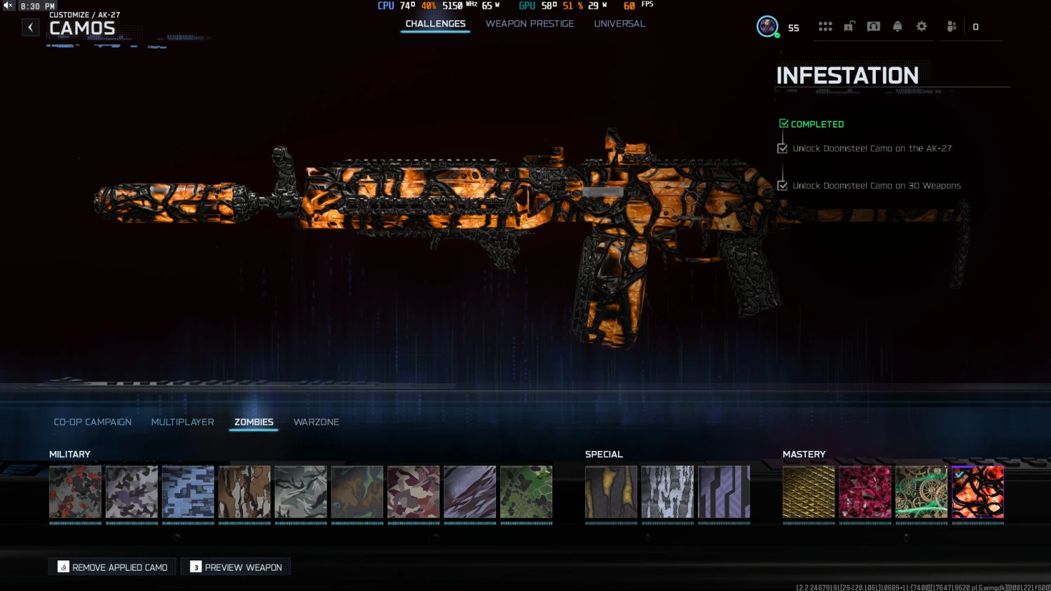 Køb Black Ops 7 & Level 55 & Prestige 6 Ready & 30 infestation camo ...