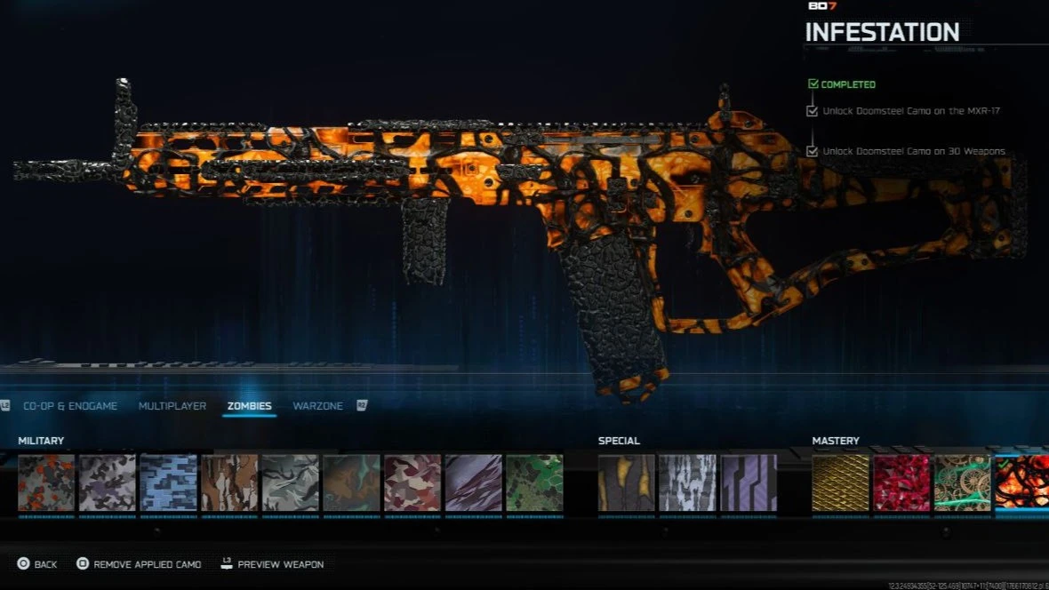 Kaufe 30X INFESTATION ( ZOMBIE CAMO ) HAND GRIND ⸱ PRESTIGE 1 LEVEL 55 ...