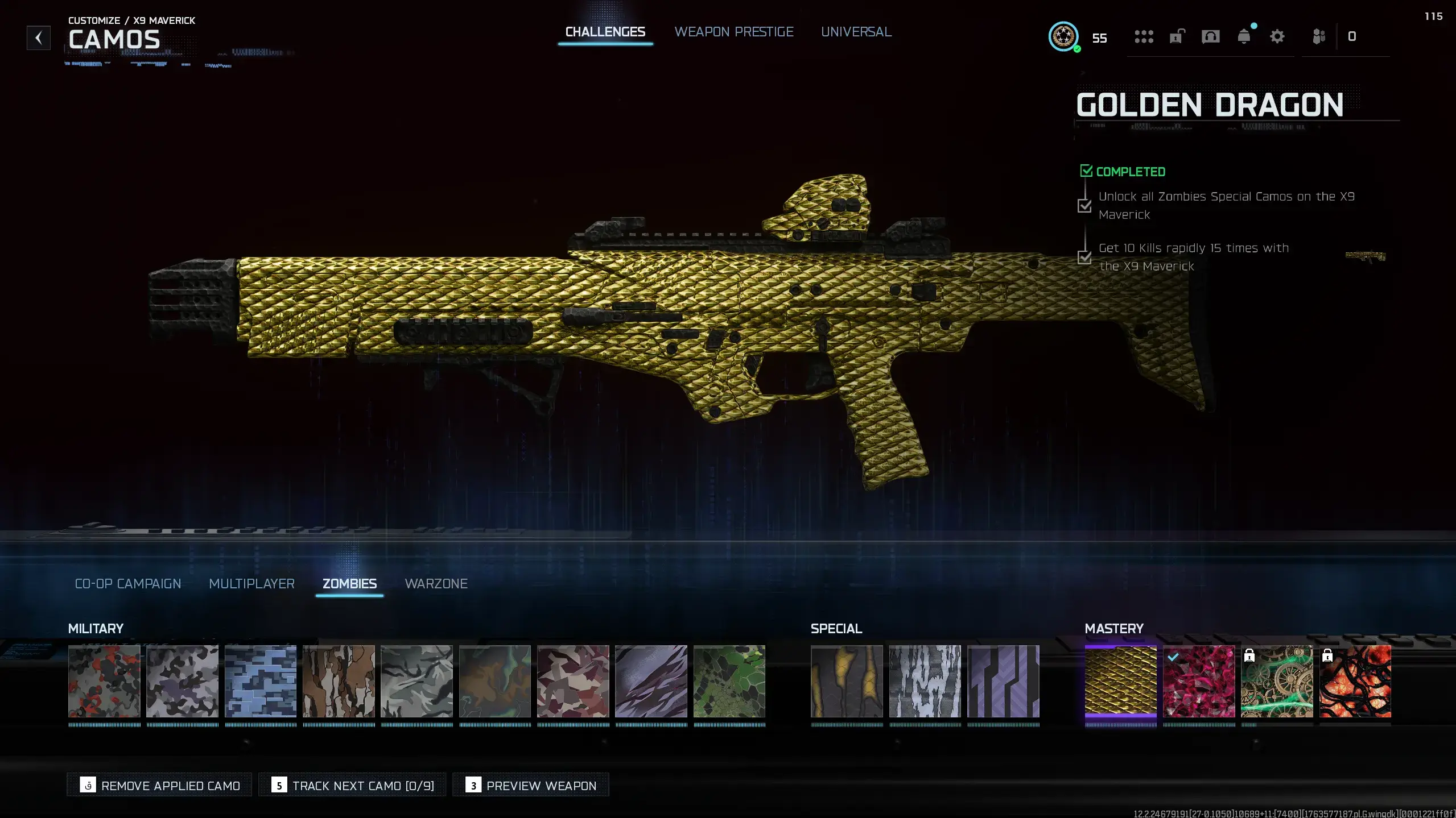 Buy BO7 ZOMBIE CAMO ACCOUNT 💠 LVL 55 ⚡ 6 Bloodstone Diamond 🩸 6 Golden ...