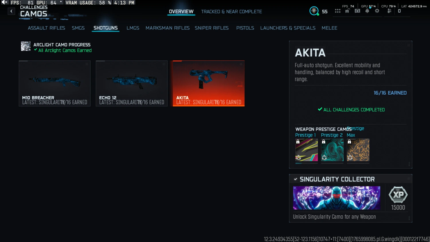 Buy 🎮【🎖️ Prestige 3 Ready to 4 ⸱ Level 55 】【 31 SINGULARITY Camos (All ...