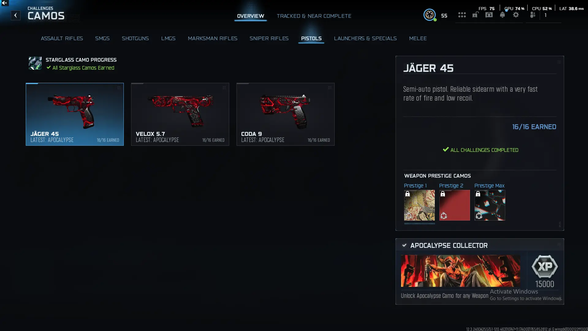 Achetez BO7 & WZ Apocalypse🔥 WZ Mastery Camo 450 Camos 30 Apocalypse ...