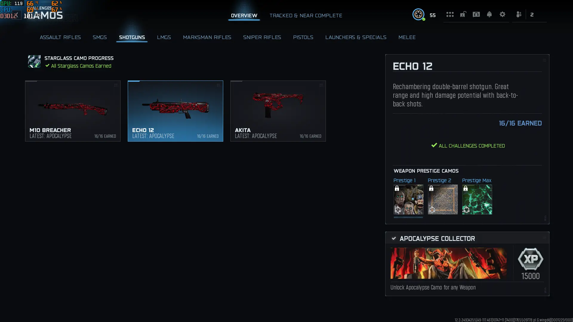 Buy 💀[ B07 ]💀 30 APOCALYPSE CAMO 👽 LEVEL 55 👹 PRESTIGE 1 👺 450 CAMOS 🤩 ...