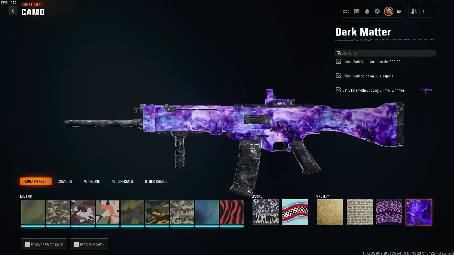 Buy 💎BO6 Dark Matter Account 🌌 Level 55 All Gun Dark Matter Camos ...
