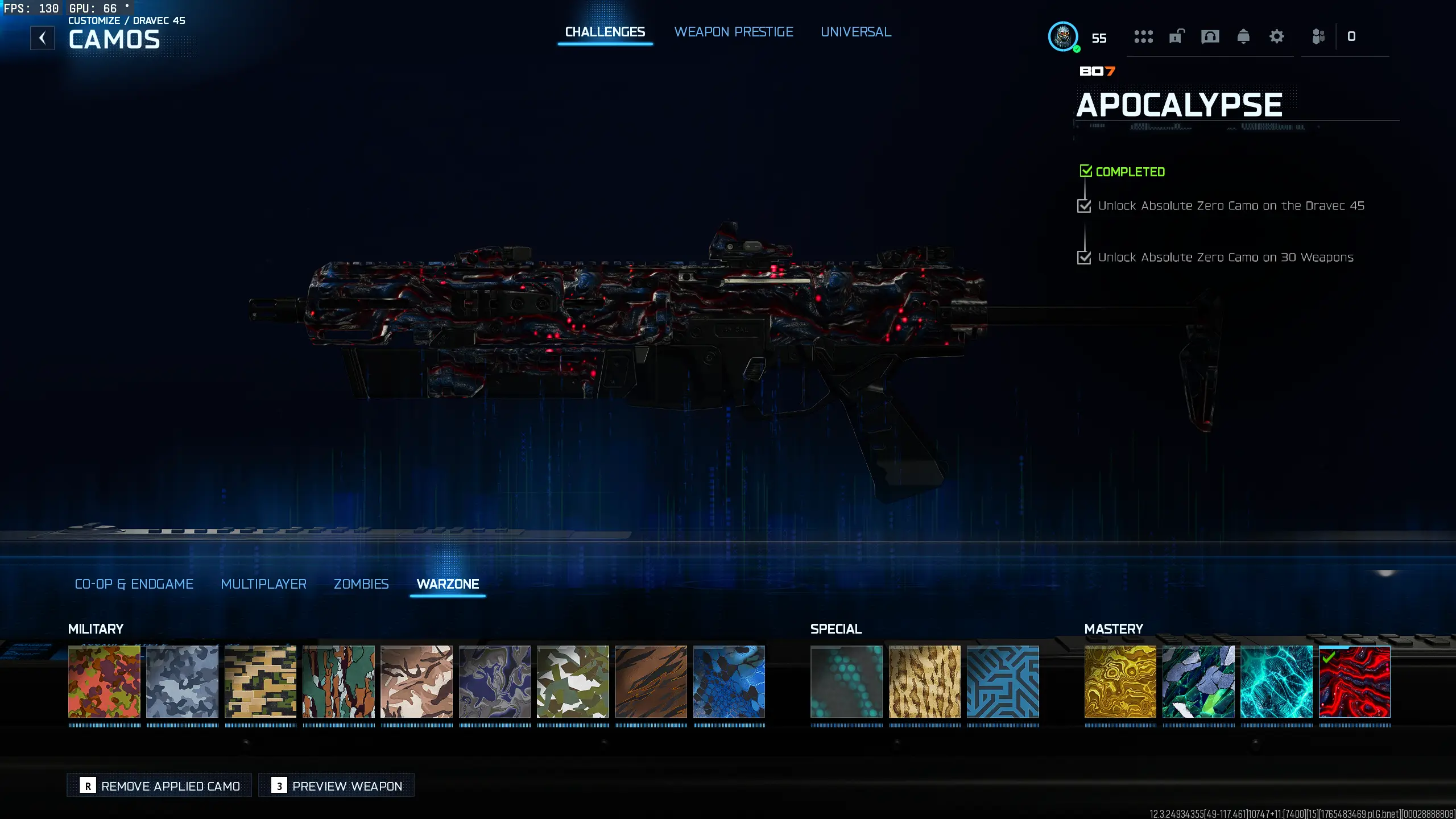 Achetez BO7 & WZ 🍃 Apocalypse 🔥 WZ Mastery Camo 🎑 450 Camos 🍨 30 ...