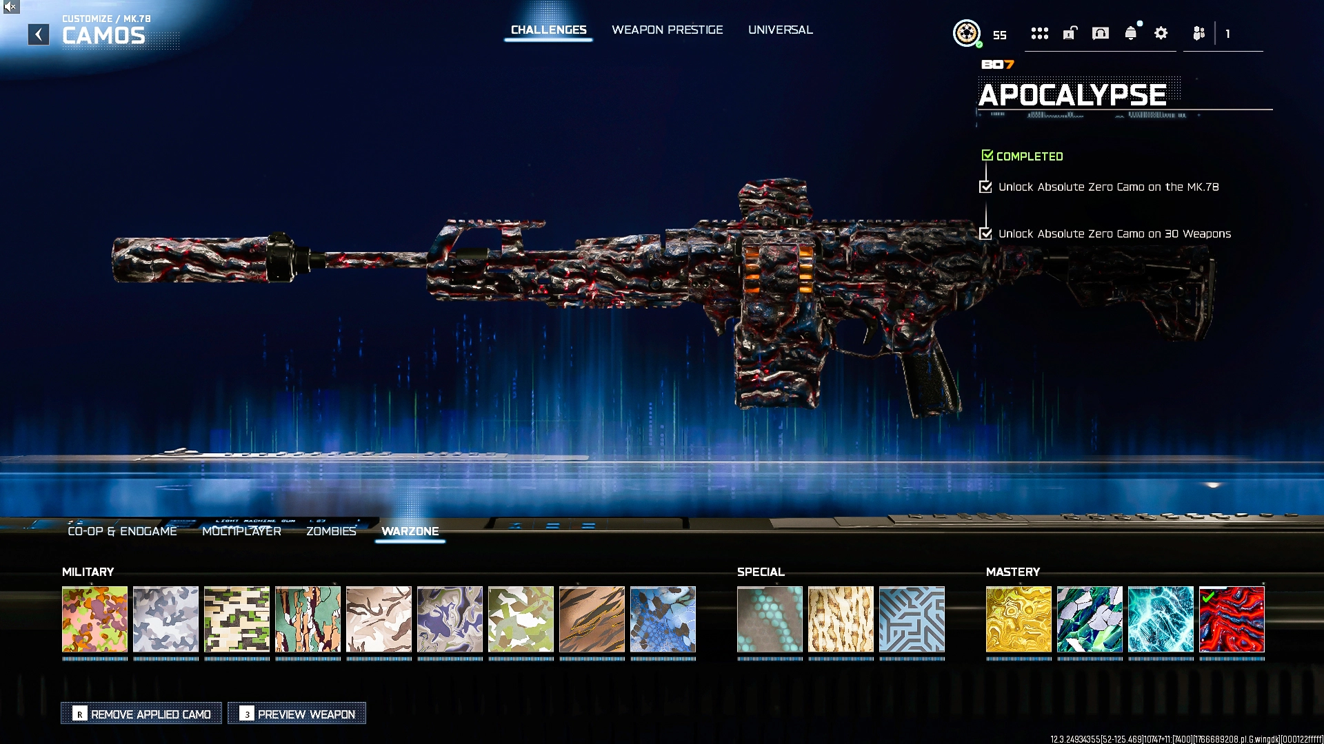 Buy 👑 BO7 / WZ4 🌍 | 30× Apocalypse Camo 🔥 | 450+ Camos 🎨 | Level 55 ...