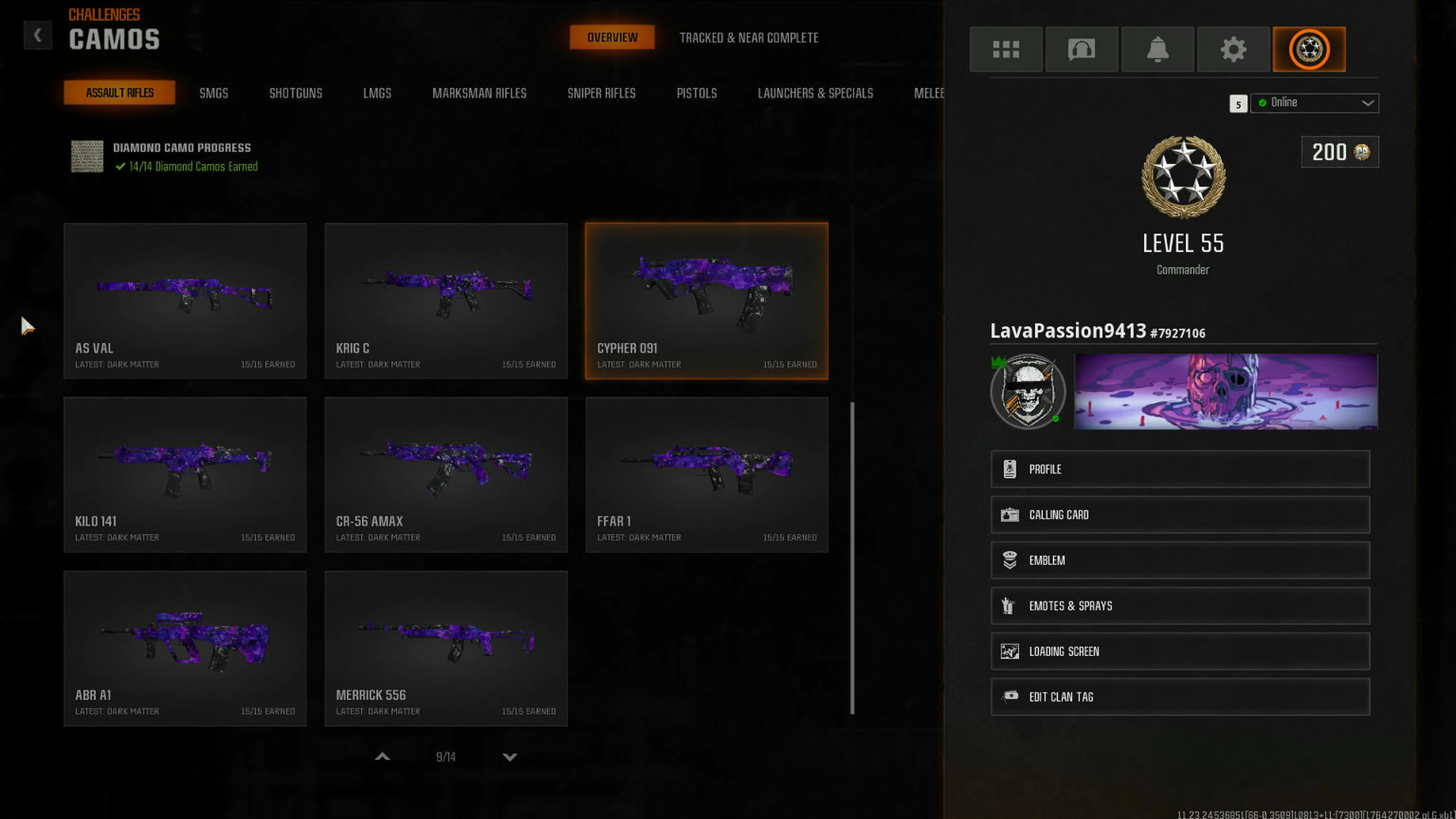 Achetez 🍦 Instant 🍦 BO6 / Warzone 🍦 34x Dark Matter Camo on META GUNS 💵 ...