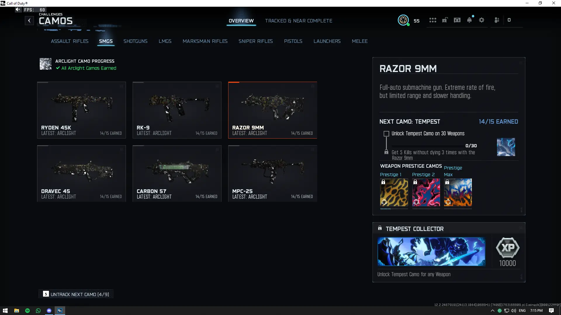 Buy 💥 [ BO7/ LEVEL 55 ] 🏆 12 ARCLIGHT CAMO 💎Ready for Prestige 1 💥 18 ...