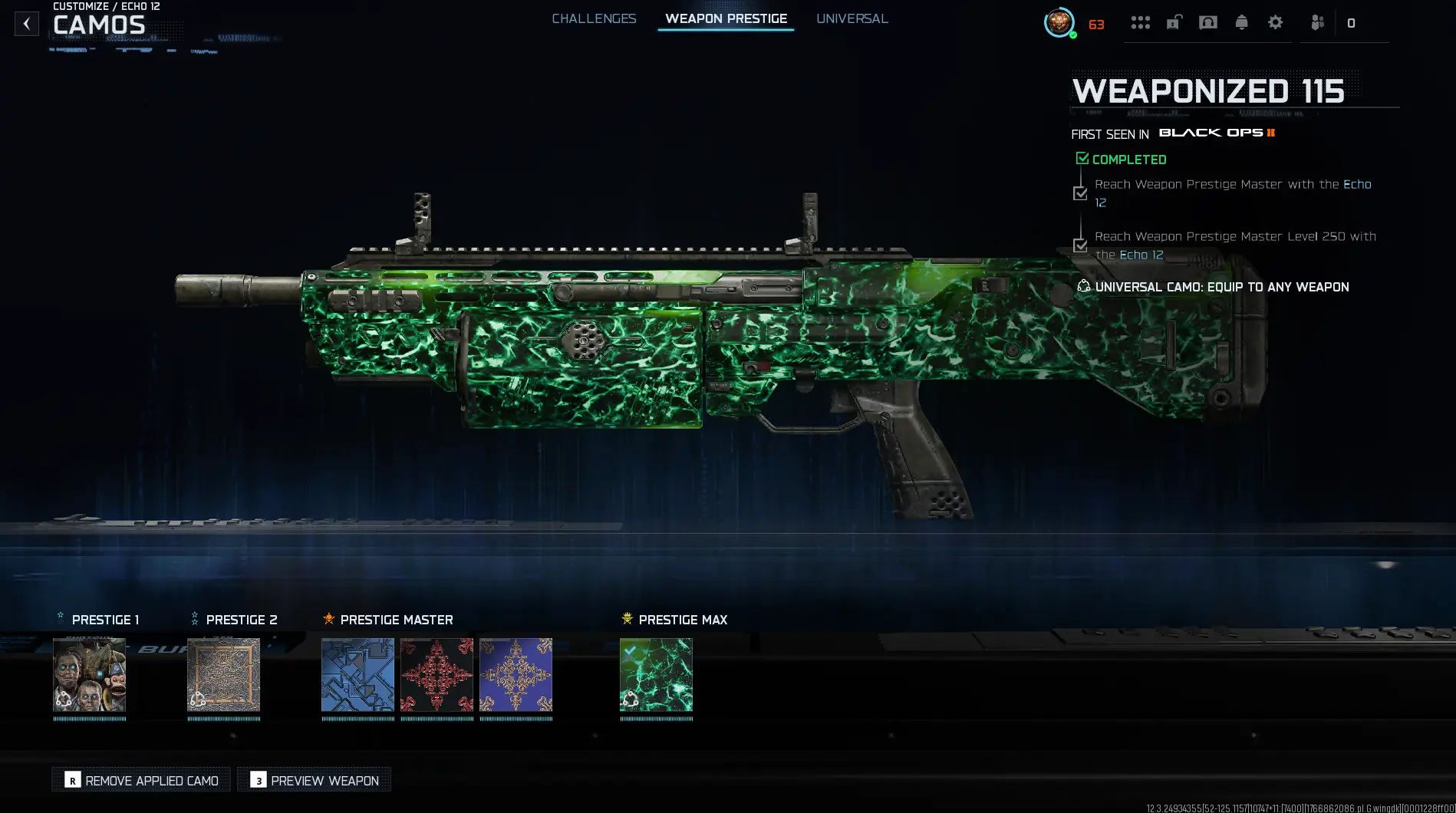 Kaufe Prestige Master Lv.63 | 35 Singularity | 35 Max Weapons | Lvl 250 ...