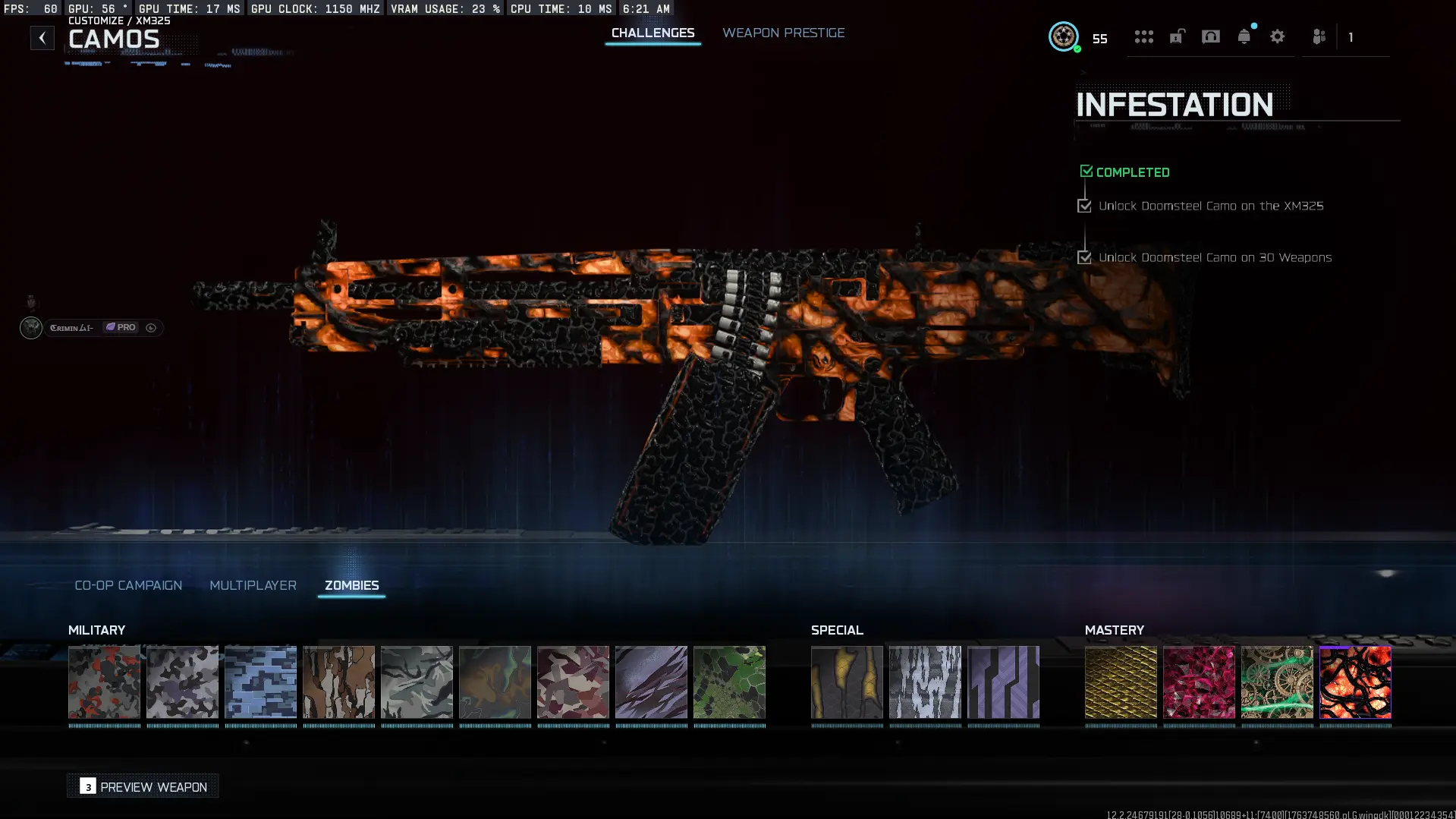 Vásárolj BO7 Prestige Master 30x Infestation 🏅 Prestige 10 — Level 56 🌙 ...