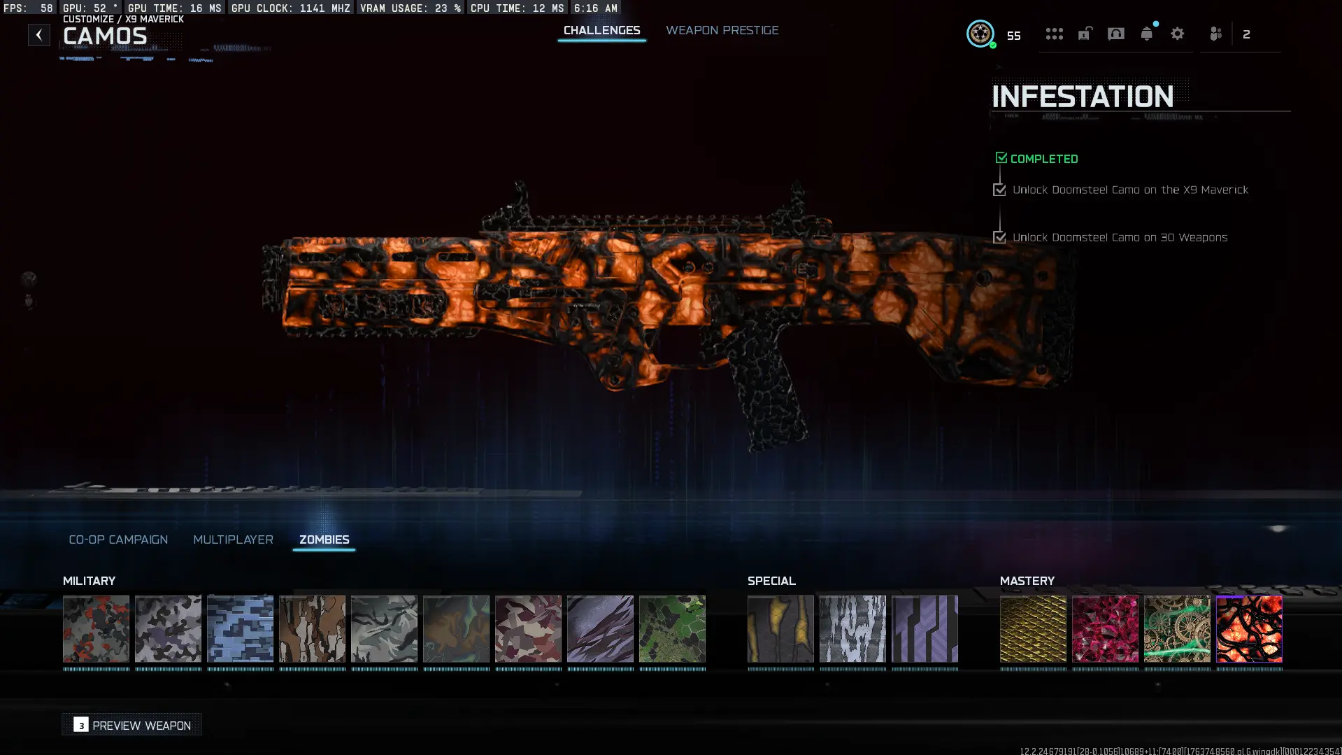 Vásárolj BO7 Prestige Master 30x Infestation 🏅 Prestige 10 — Level 56 🌙 ...