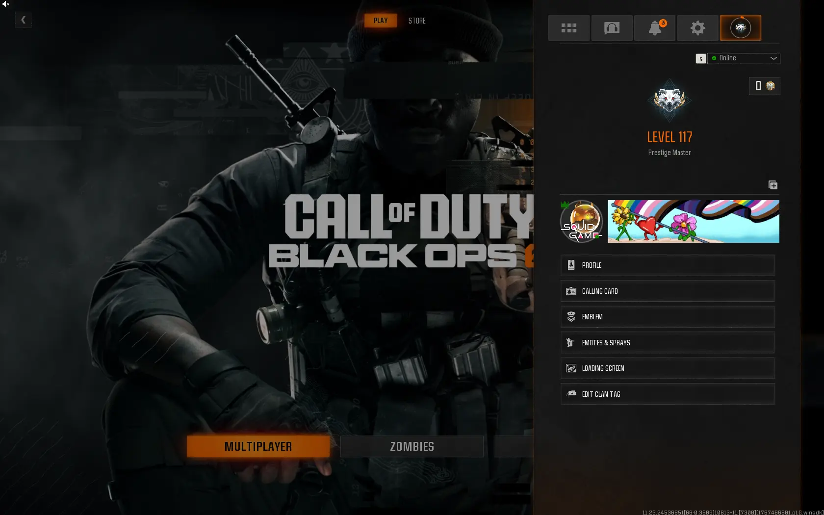 Køb 💥 BO6 & WZ4 👑 Prestige Master Lv.117 🎭 Squid Game Emblem ⚙️ ...