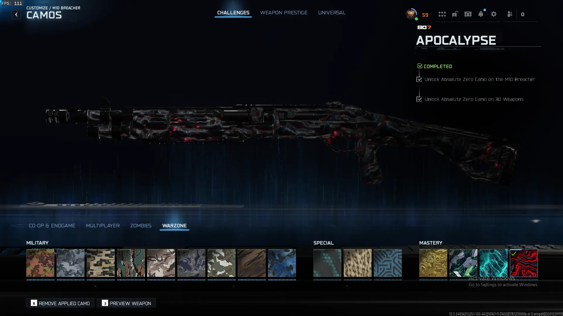 Achetez 🎉 Prestige Master Apocalypse Camo on 30 Guns 💫 level 56 🎀 22 ...