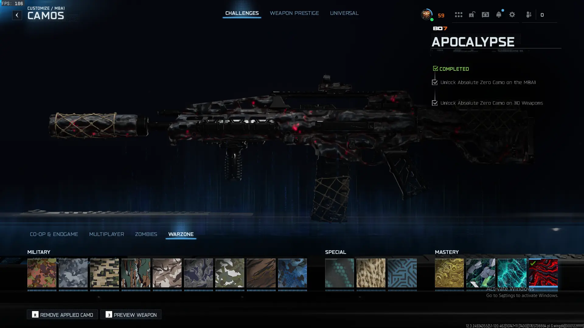 Achetez 🎉 Prestige Master Apocalypse Camo on 30 Guns 💫 level 56 🎀 22 ...