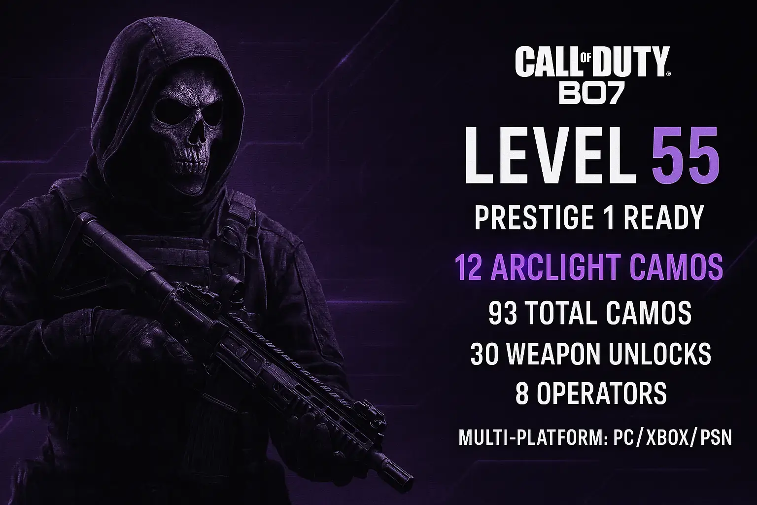 Buy 🐉🔥 BO7 🔥🐉 12 Arclight 🎯 Prestige 1 🧿 156 Camos ⚡ Level 55 🧑‍ ️ ...