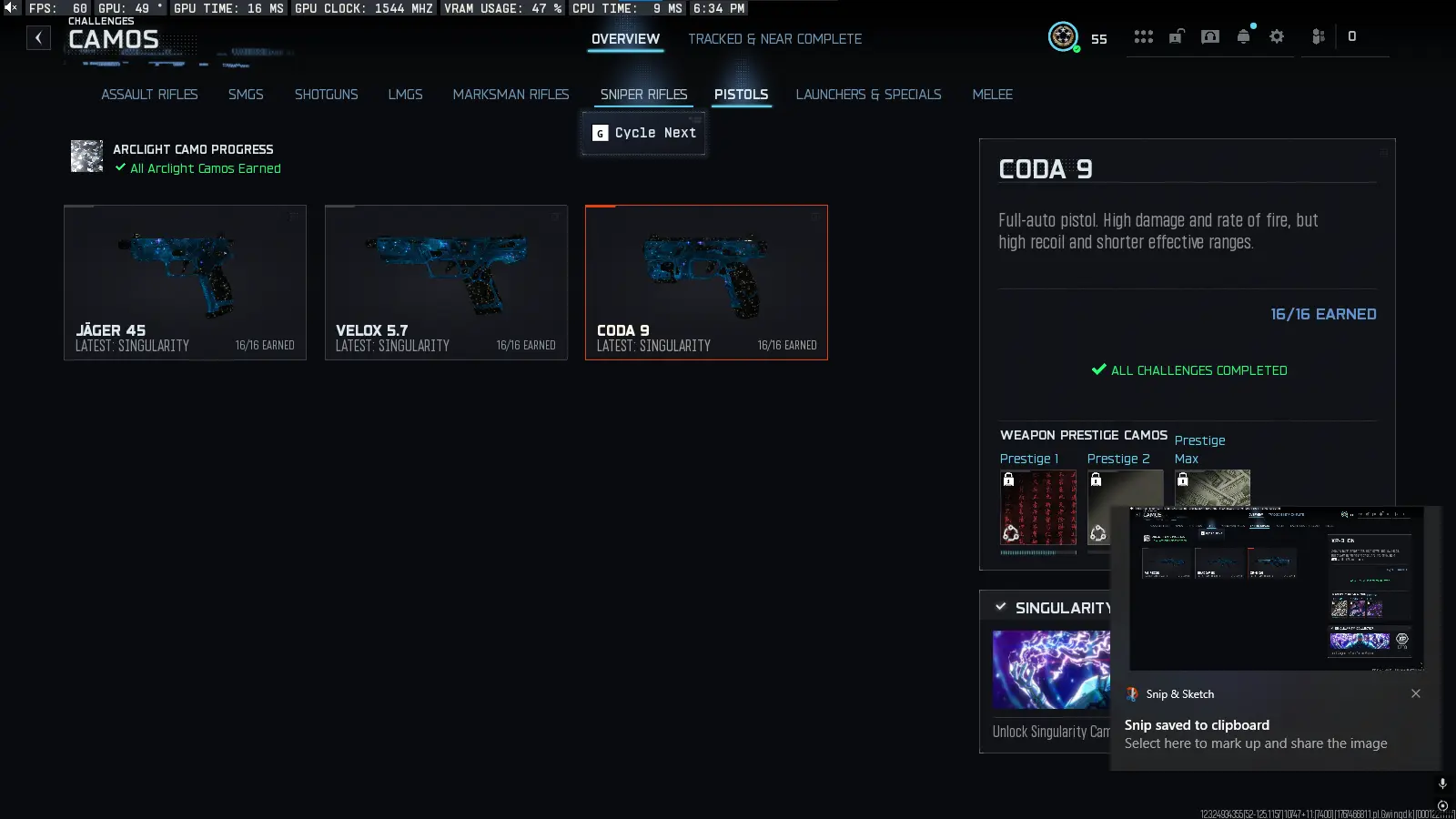 Buy 🚀⚔️ Singularity Elite Unlocks | 🏆 P1-55L | 👤 21 Ops | 🎨 450 Camos ...